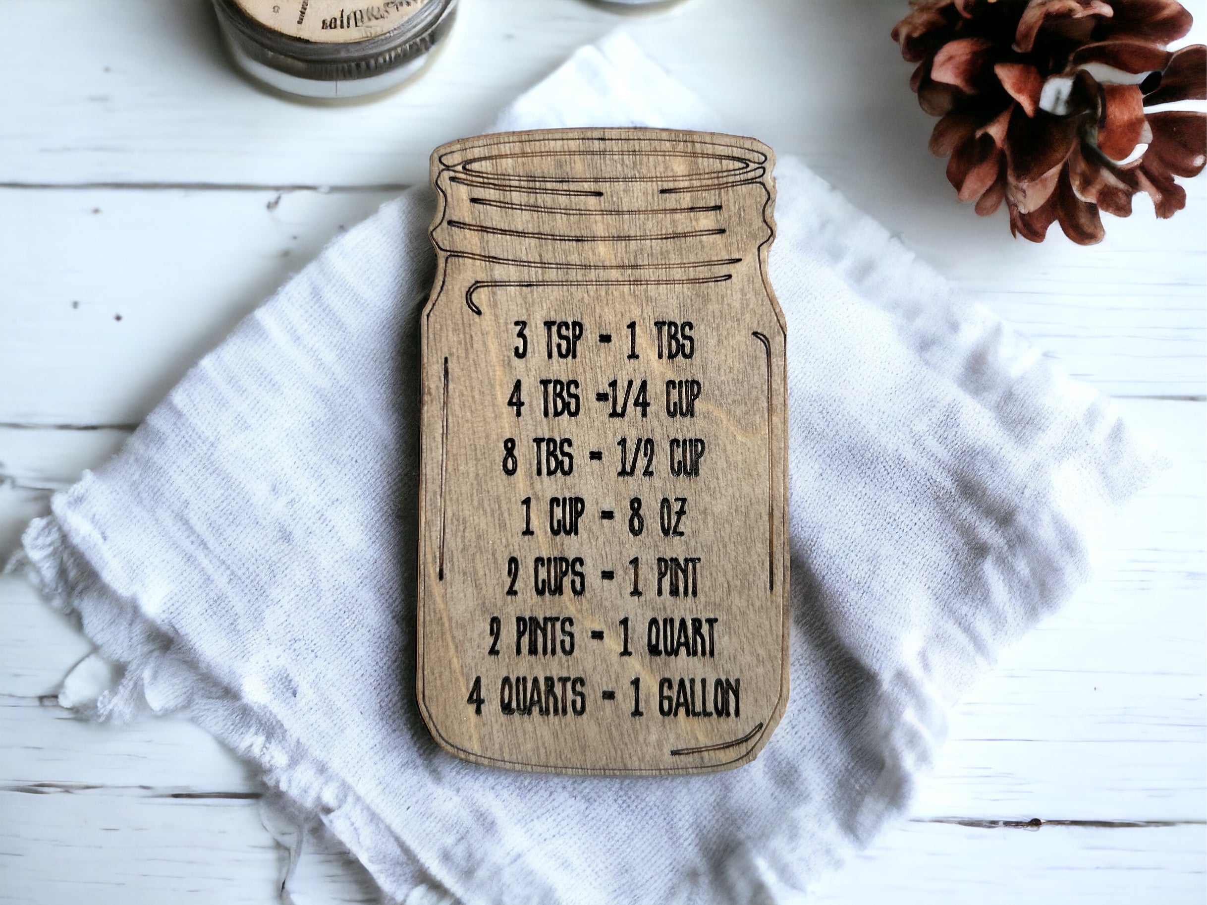 Mason Jar Kitchen Measurements Conversion Chart-Wood Magnet – Inkwood ...