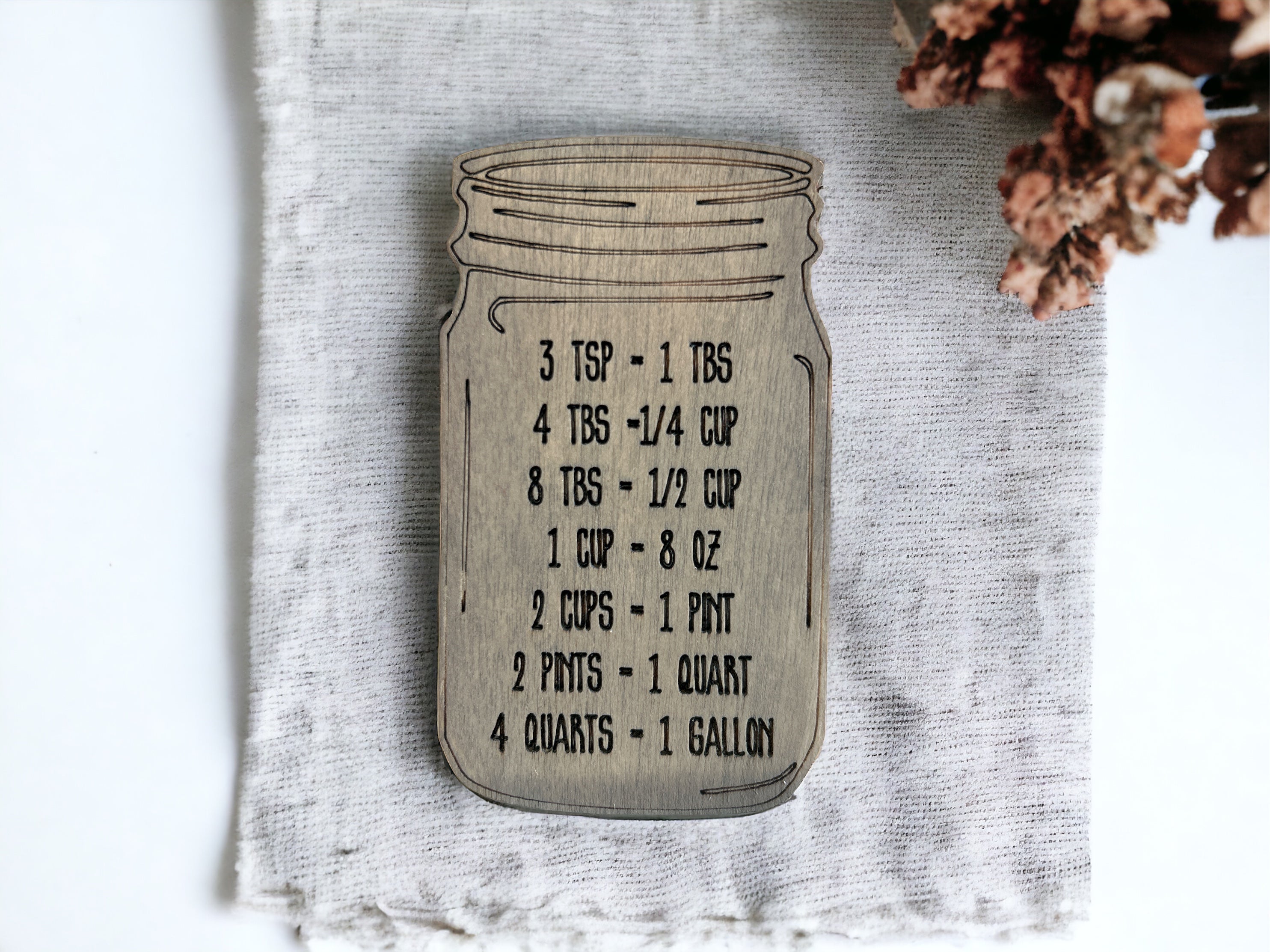 Mason Jar Kitchen Measurements Conversion Chart-Wood Magnet – Inkwood ...