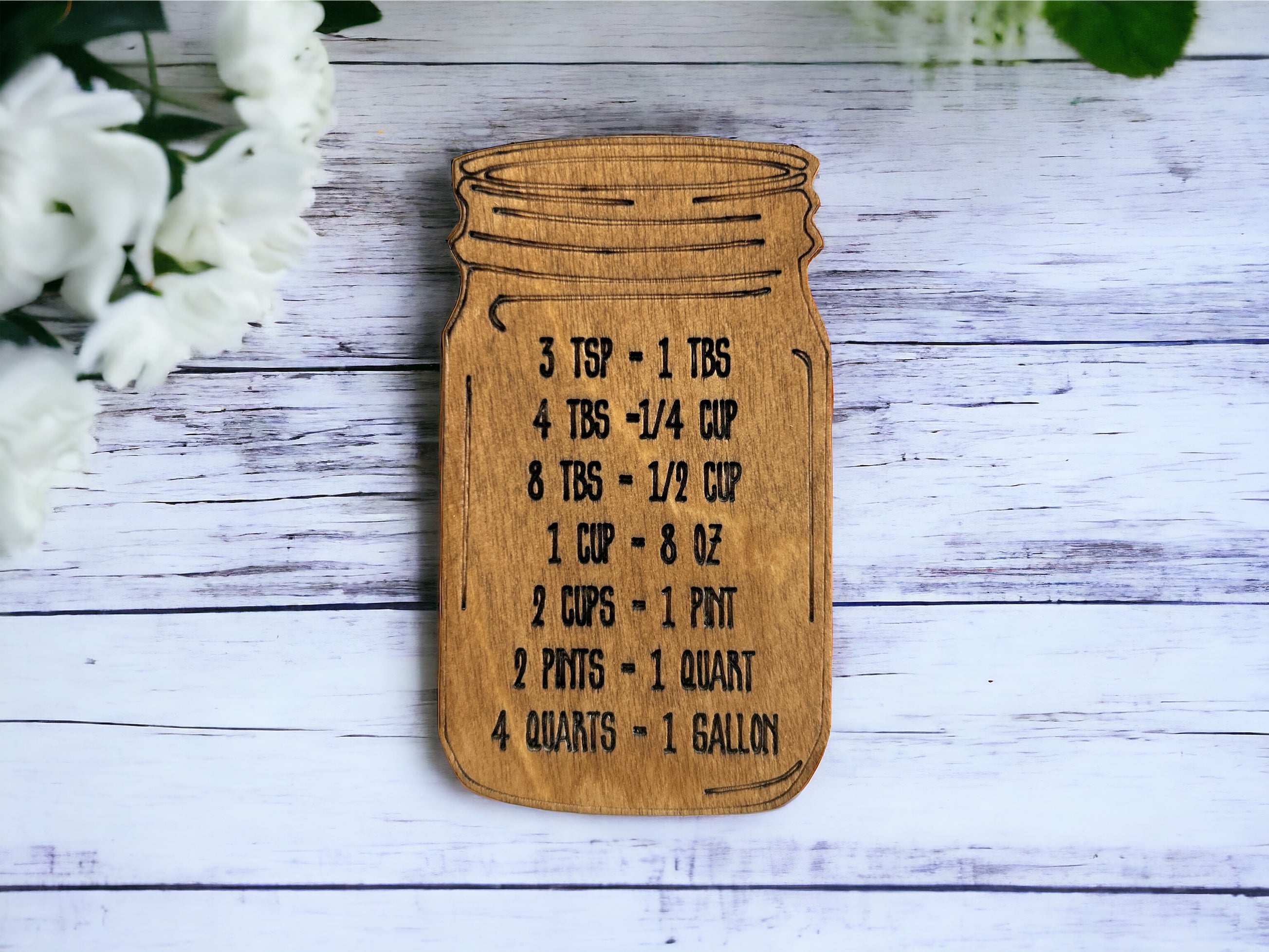 Mason Jar Kitchen Measurements Conversion Chart-Wood Magnet – Inkwood ...