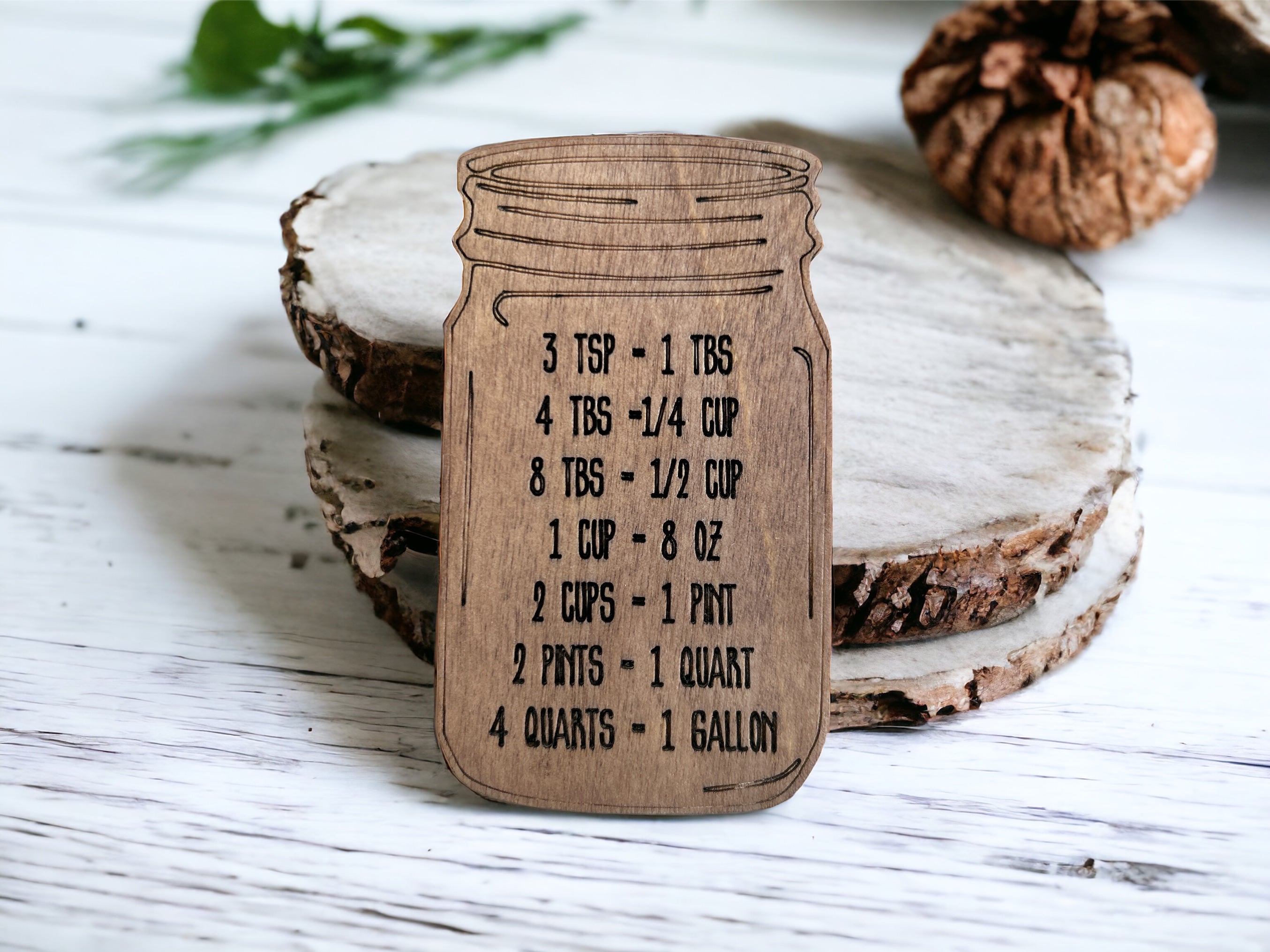 Mason Jar Kitchen Measurements Conversion Chart-Wood Magnet – Inkwood ...